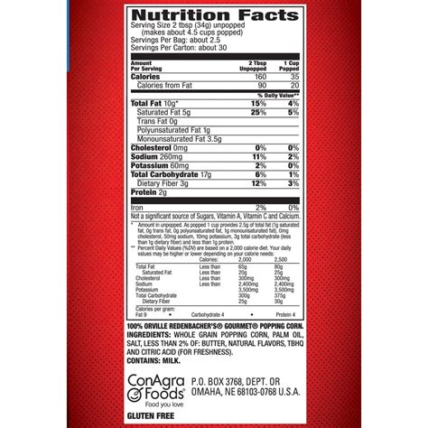 Orville Kettle Corn Popcorn Nutrition Facts Besto Blog