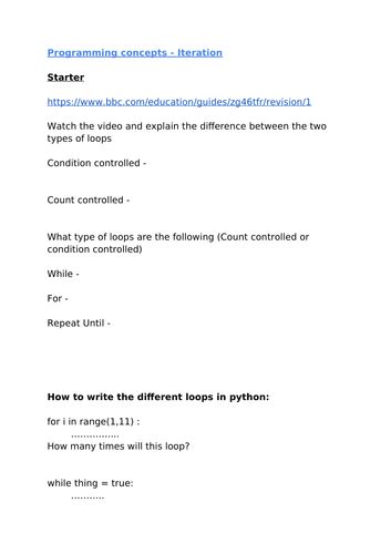 Igcse Computer Science Programming Worksheets Teaching Resources