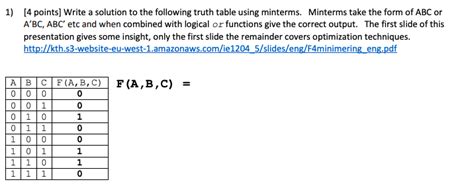 Solved 1 4 Points Write A Solution To The Following Truth