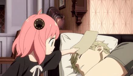 Anya Tapping Sleeping Loid Forger Gif Gifdb Com