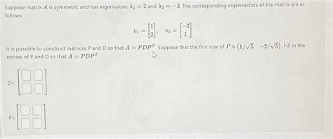 Solved Suppose Matrix A Is Symmetric And Has Eigenvalues Chegg Com