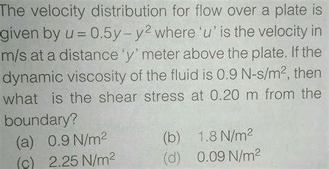 Answered The Velocity Distribution For Flow Over A Plate Is Given By Kunduz