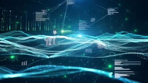Abstract Blue And Green Digital Waves With Data Visualization Stock Video Video Of Data Dark