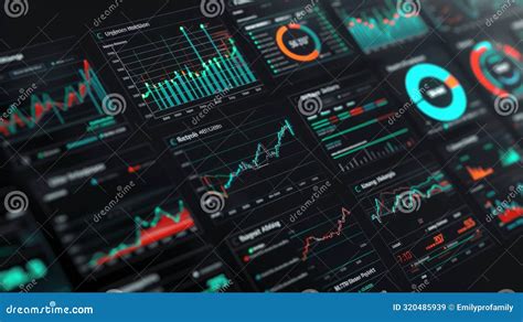 Multiple Screens Displaying Various Graphs Stock Image Image Of