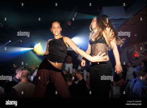 Two Girls Dancing In Hollywood Disco Club Tallinn Is Favourite Stock