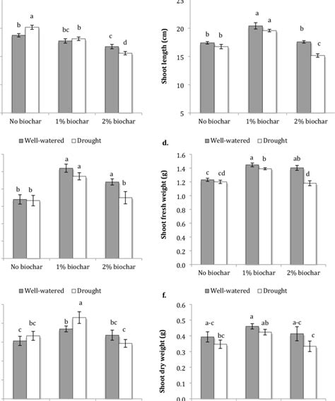 Effects Of Different Rates Of Biochar On A Root Length B Shoot Length