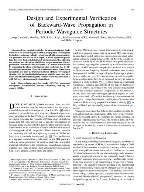 Pdf Design And Experimental Verification Of Backward Wave Propagation