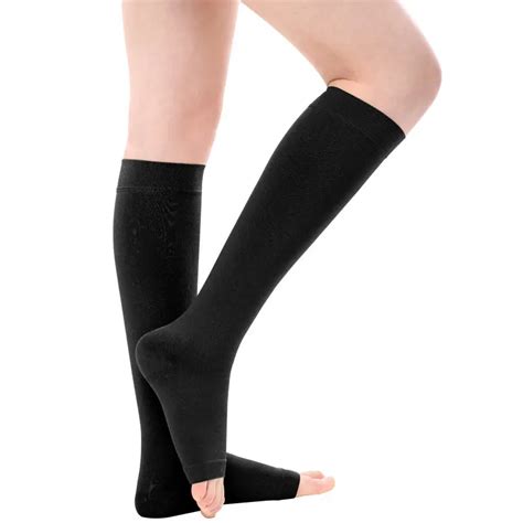 1 Pair Black Color Medical Support Leg Shin Socks Prevention Of