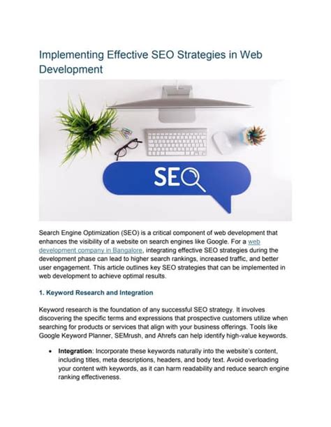 Implementing Effective Seo Strategies In Web Development Pdf