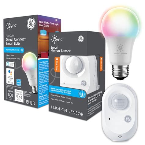 Ge Ge Cync 1ct Rgb A19 Smart Bulb And Smart Motion Sensor Bundle 93131512 At