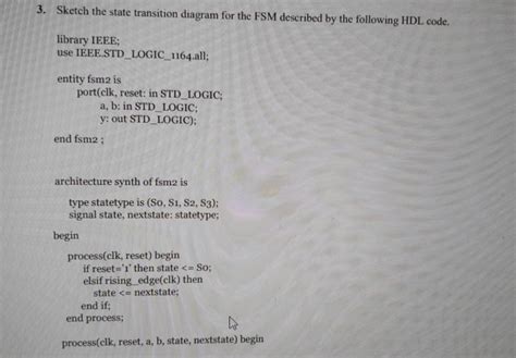 Solved 3 Sketch The State Transition Diagram For The Fsm