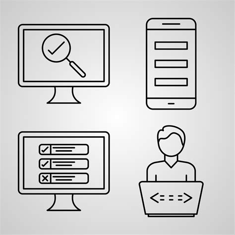 Colección De Símbolos De Programación Informática En Estilo De Contorno