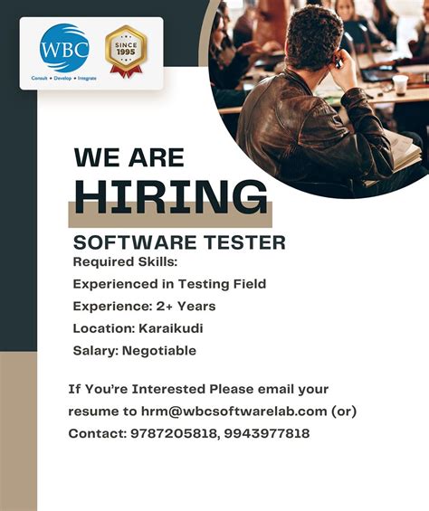Wbc Software Lab On Linkedin Softwaretesting Karaikudijobs Hiringnow Wbcsoftwarelab
