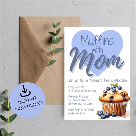 Muffins With Mom Mothers Day Party Invite Mothers Day Brunch Invitation Breakfast With Mom