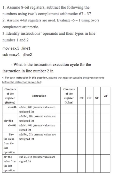 Solved 1 Assume 8 Bit Registers Subtract The Following The