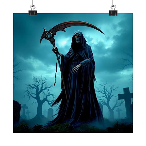 Grim Reaper Wall Art Spooky Vertical Poster