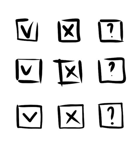 Premium Vector Hand Drawn Comic Vector Monochrome Sketch Approved Decline Reject Sign Set