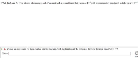 Solved Problem Two Objects Of Masses M And M Chegg