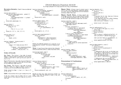 Cs1101s Midterms 2019 S1 Cs1101s Midterms Cheatsheet Ay19 By