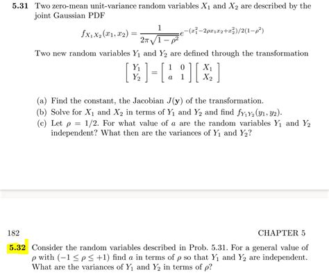Solved 31 Two Zero Mean Unit Variance Random Variables X1