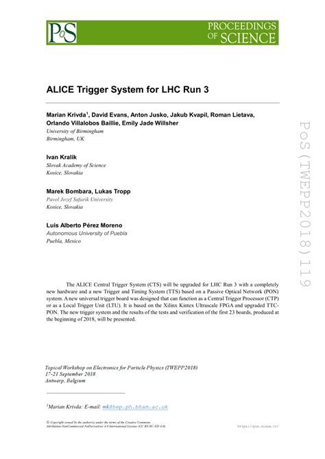 PDF ALICE Trigger System For LHC Run