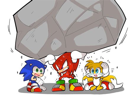 Knuckles Saving Sonic And Tails Sonic Sonic The Hedgehog Tails