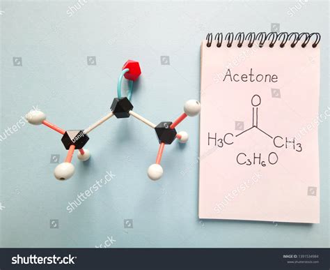 Structural Model Acetone Molecule C3h6o Chemical Foto Stok 1391534984