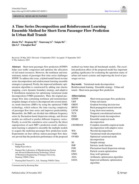 Pdf A Time Series Decomposition And Reinforcement Learning Ensemble Method For Short Term
