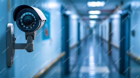 A Cctv Camera Installed In An Office Corridor Monitoring Employee And