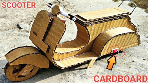 How To Make Cardboard Scooter Diy Mini Scooter Cardboard Crafts Youtube