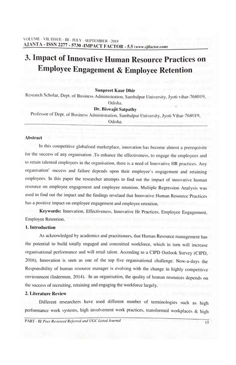 Pdf Impact Of Innovative Human Resource Practices On Employee