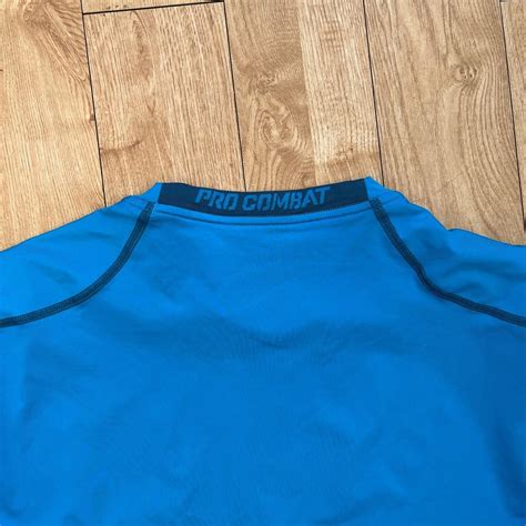Nike Pro Combat Dri Fit Compression Top In Blue It Depop