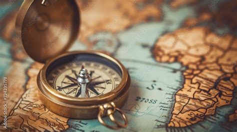Beautiful Compass On A Real Old Map In High Resolution And Quality