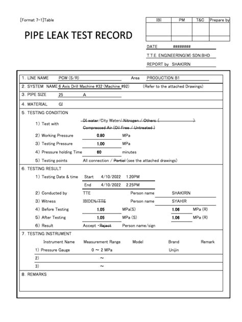 Pressure Test Report Airandwater 32 Pcw Water Pdf Leak Gas Technologies