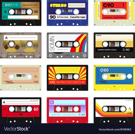 Vintage Cassette Tapes Vol 3 Royalty Free Vector Image