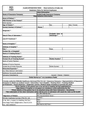 Claim Intimation Form Fill And Sign Printable Template Online