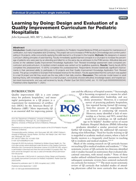 Pdf Learning By Doing Design And Evaluation Of A Quality Improvement