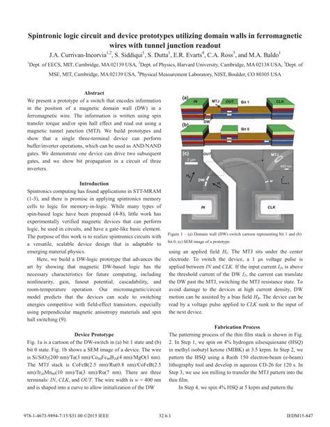 Pdf Spintronic Logic Circuit And Device Prototypes Utilizing Domain