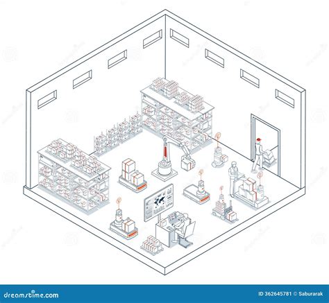 Automated Warehouse And Transport Operations Using Agv Stock Illustration Illustration Of