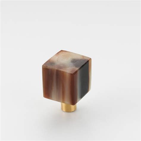 Polished Solid Brass And Brown Cattle Horn Cabinet Knob 183 Handles