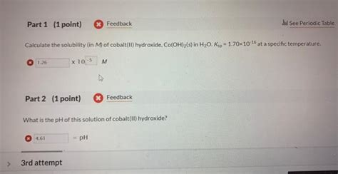 Solved Calculate The Solubility In M Of Cobalt Ii