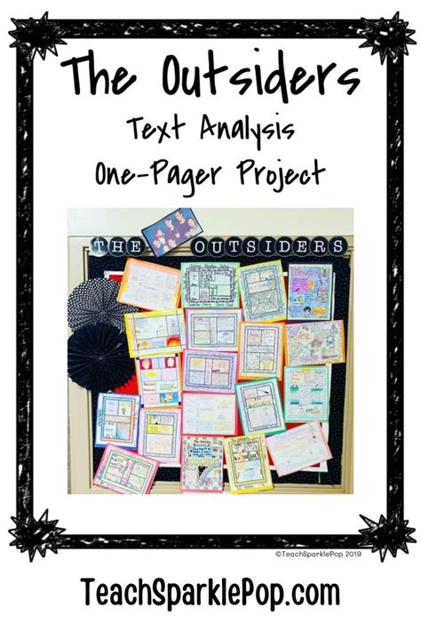 The Outsiders Text Analysis One Pager Project Text Analysis One Pager Teaching