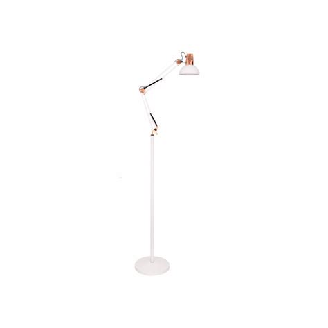 Lámpara De Pie Articulable Fabricada En Metal De Color Blanco Y Cobre