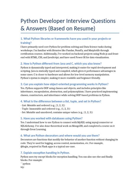 Python Interview Questions Dhawal Waghulde Pdf Python Programming