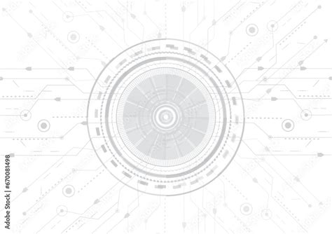 Gray Background Abstract Technological Background With Various Technological Elements