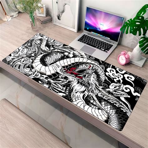 Игровой коврик для мыши Большой компьютерный коврик Xl белый черный купить на Ozon по низкой