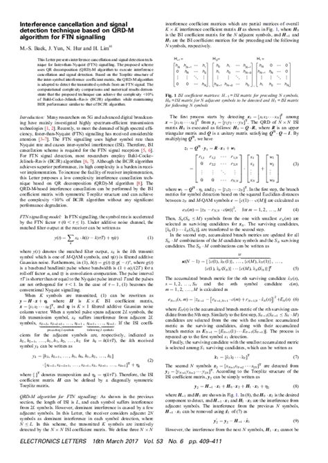 Pdf Interference Cancellation And Signal Detection Technique Based On
