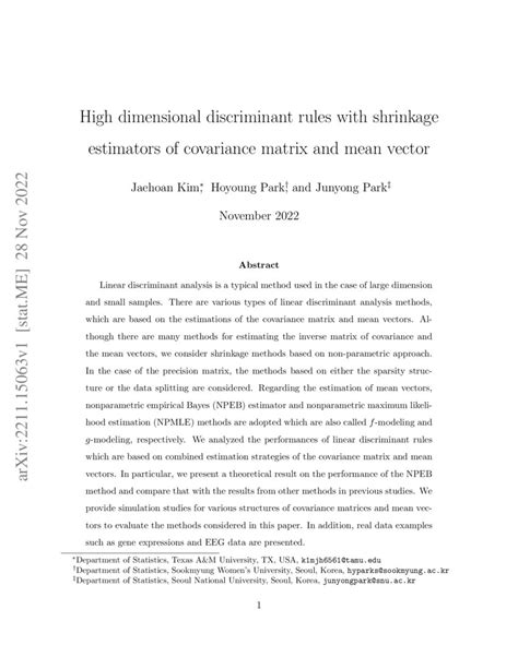High Dimensional Discriminant Rules With Shrinkage Estimators Of