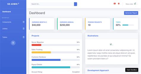sb admin codesandbox