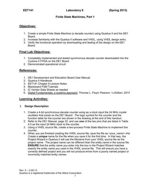 Lab 9 Finite State Machines Part 1